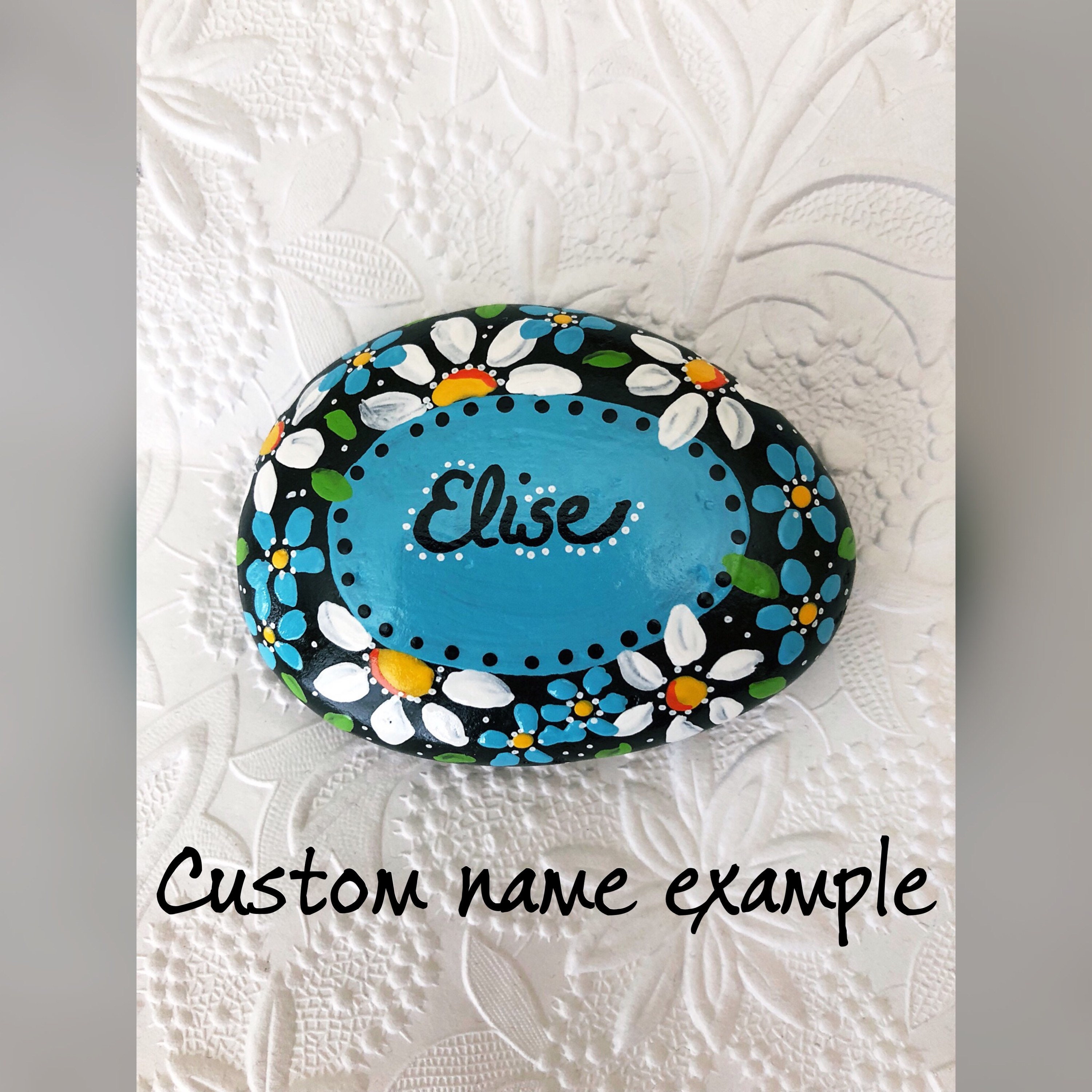 CUSTOM Painted Rock Paperweight With Flowers Personalized - Etsy