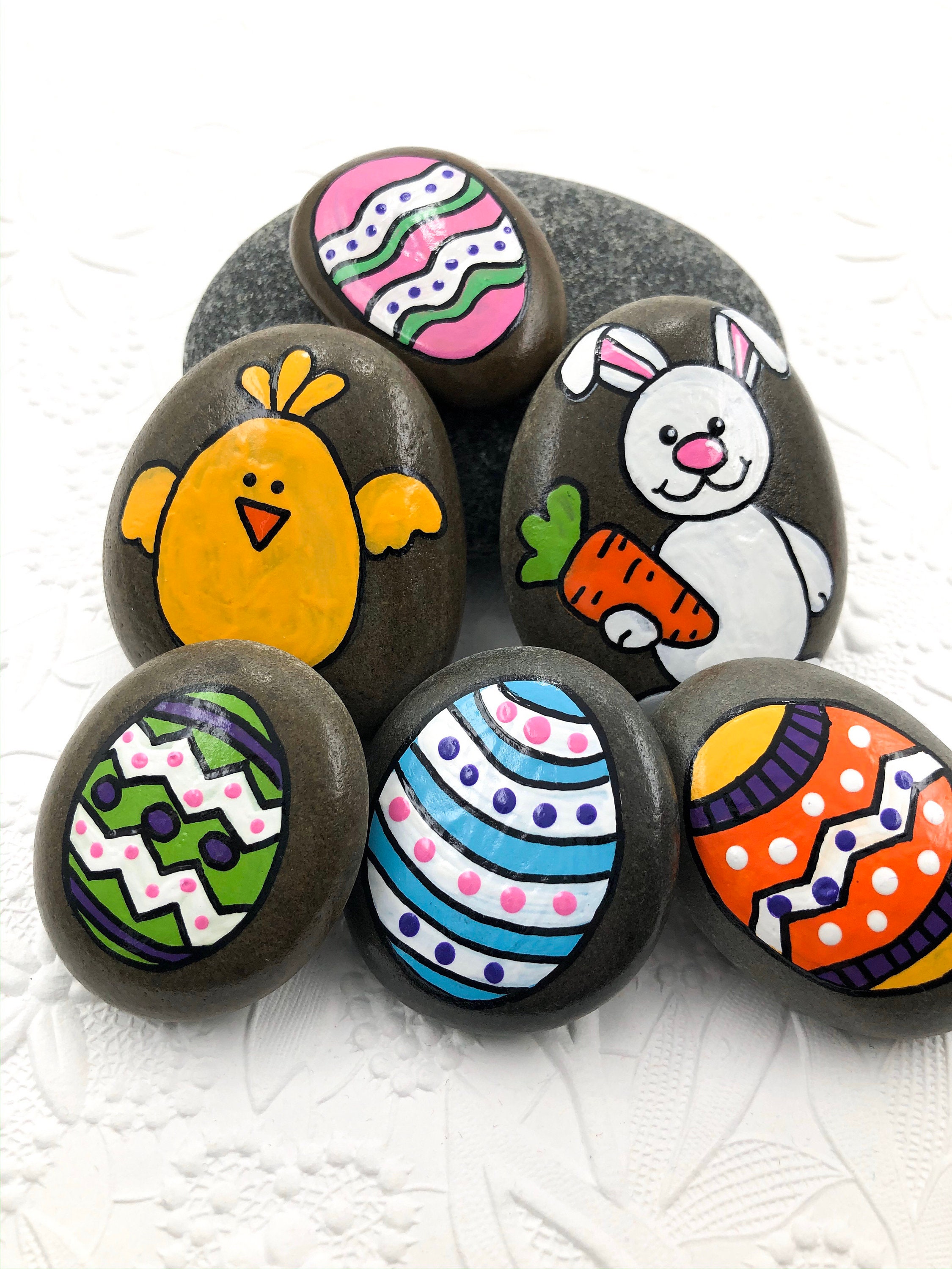 Easter Painted Story Stones: Bunny, Chick & Eggs - Set of 6 - Etsy