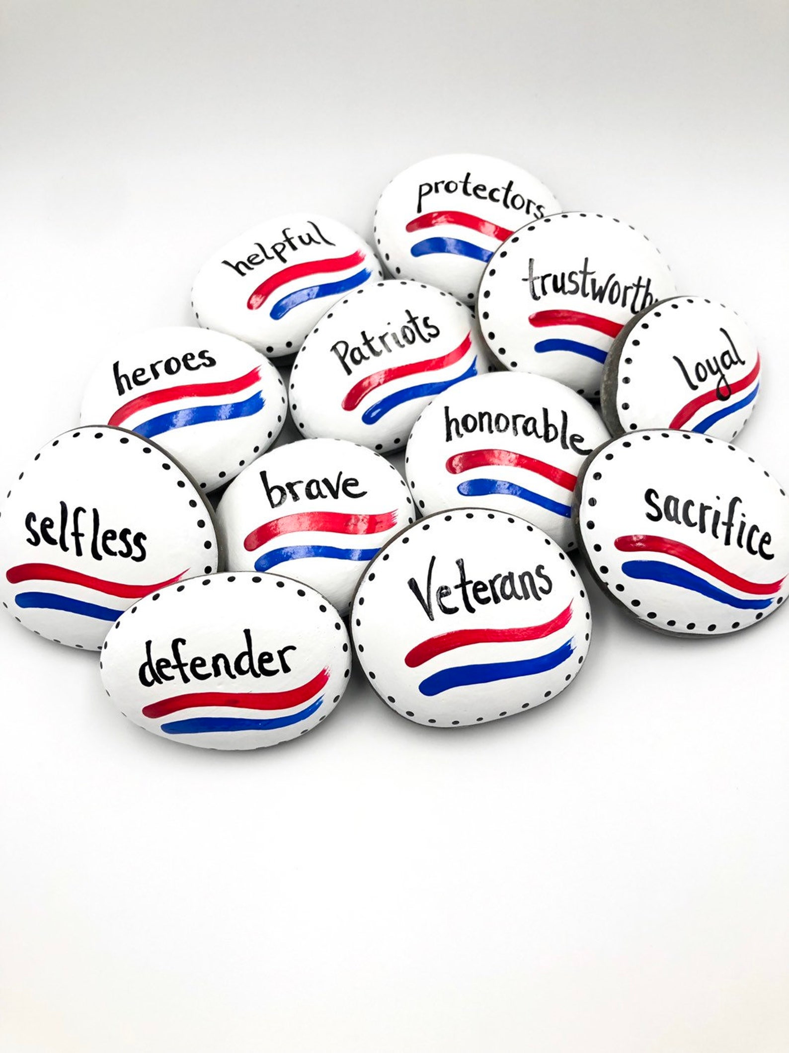 Veterans Day Painted Rocks Set Attributes of Veterans Set of - Etsy