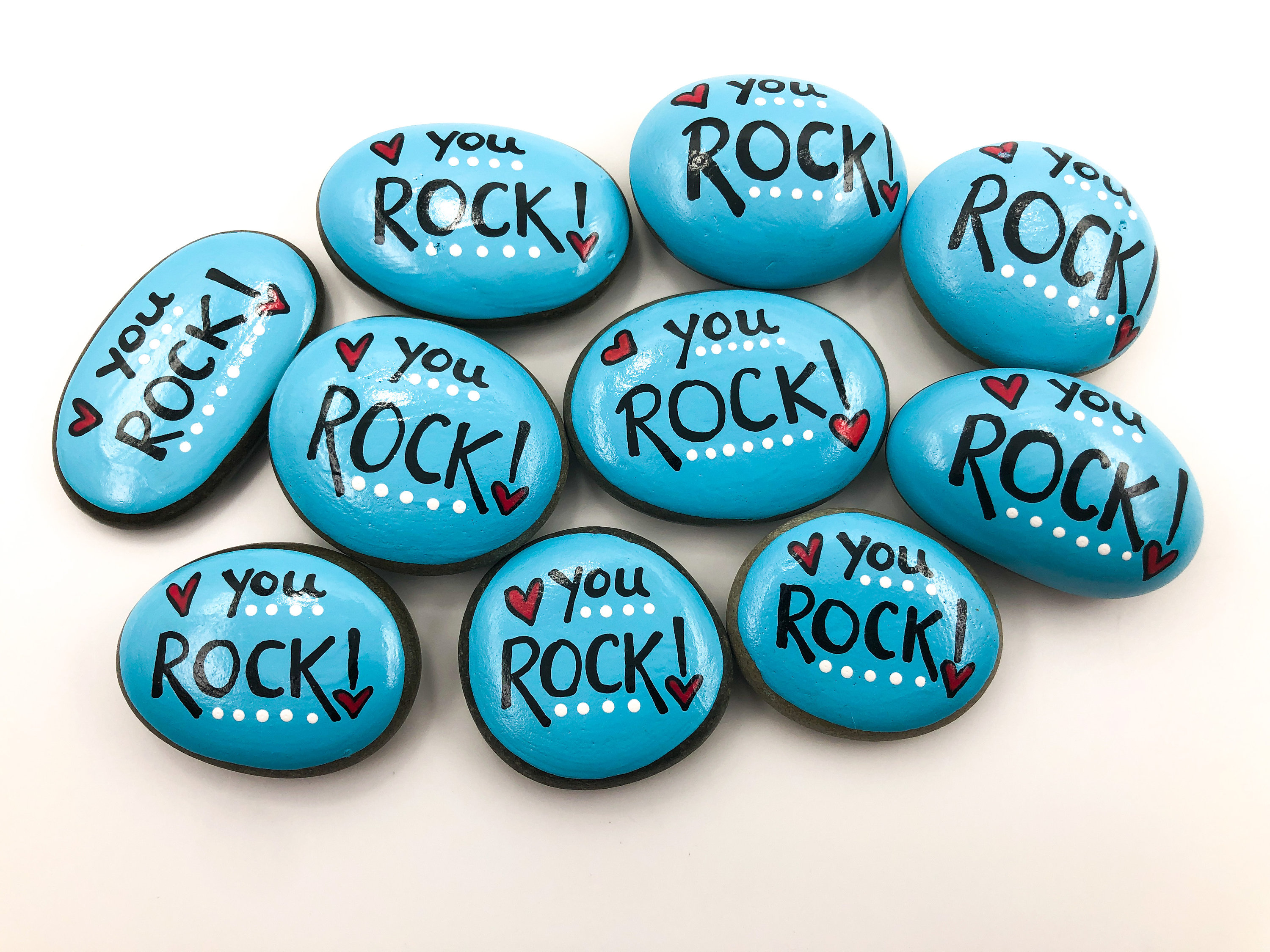 You ROCK Painted Rocks - Set of 10 Sky Blue Affirmation Stones - Etsy