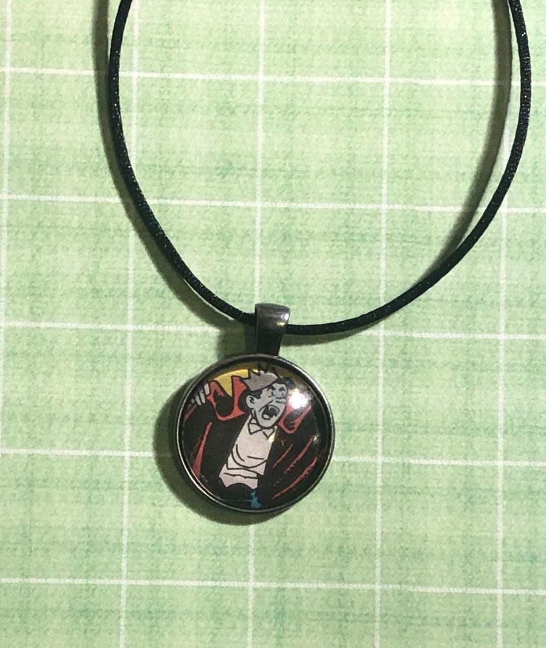 Gun Metal Archie Comic Pendant on Black Cord Necklace // Jughead ...