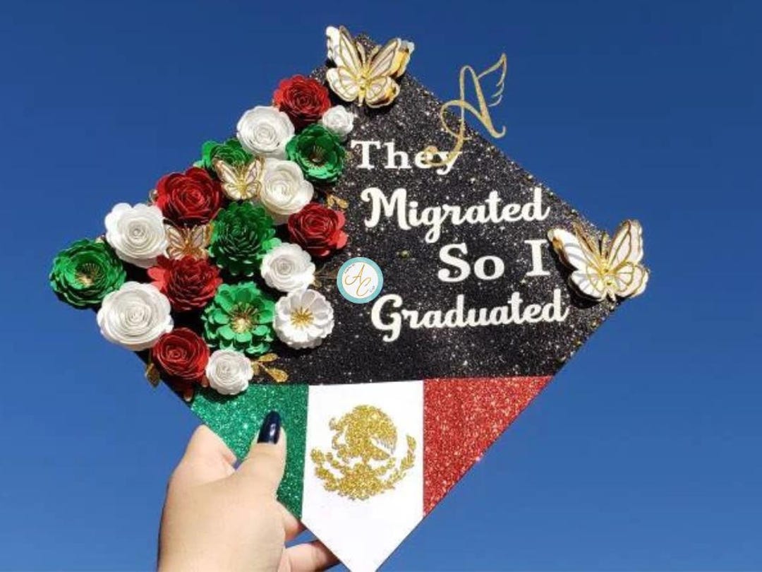 Mexico Graduation Cap Topper, Flag Flowers, Migrated, Flower ...