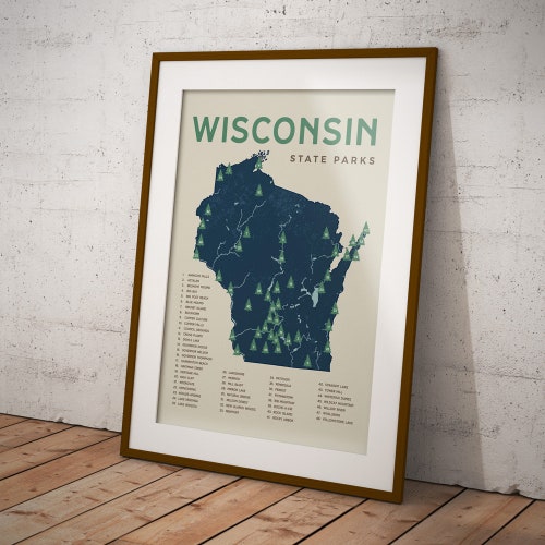 Wisconsin State Parks Map - Etsy