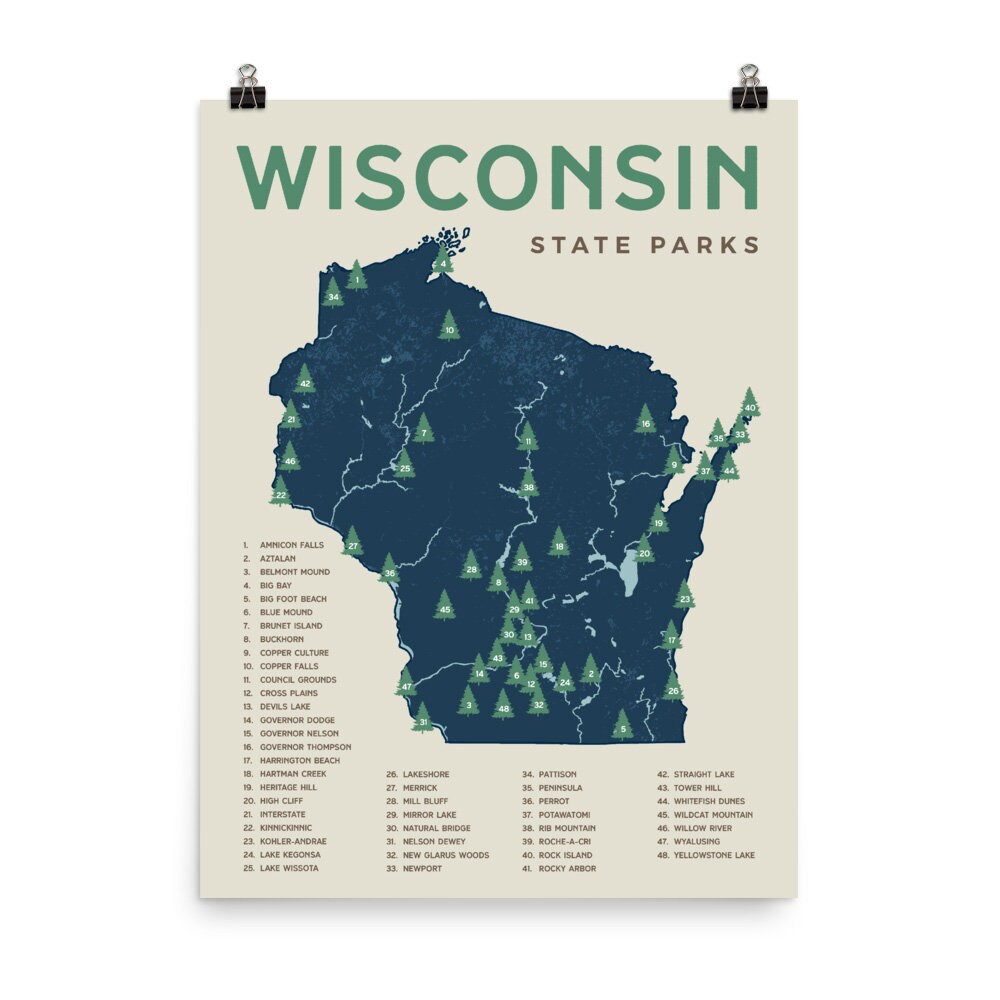 Wisconsin State Parks Poster - Etsy
