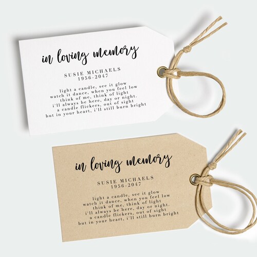 Funeral Favor Tag Template Printable Memorial Candle Tag - Etsy