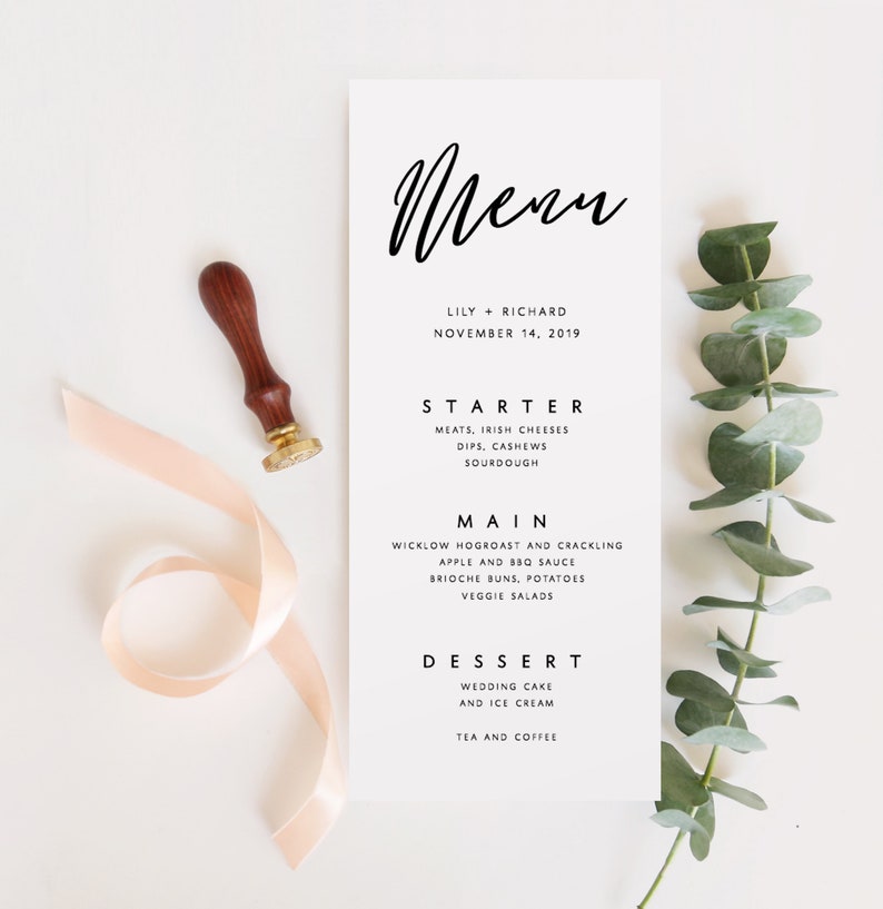 Printable Menu Template Editable Menu Download DIY Menu DIY | Etsy