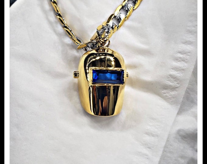 Nice Gold Welding Helmet With Blue Stone - Etsy