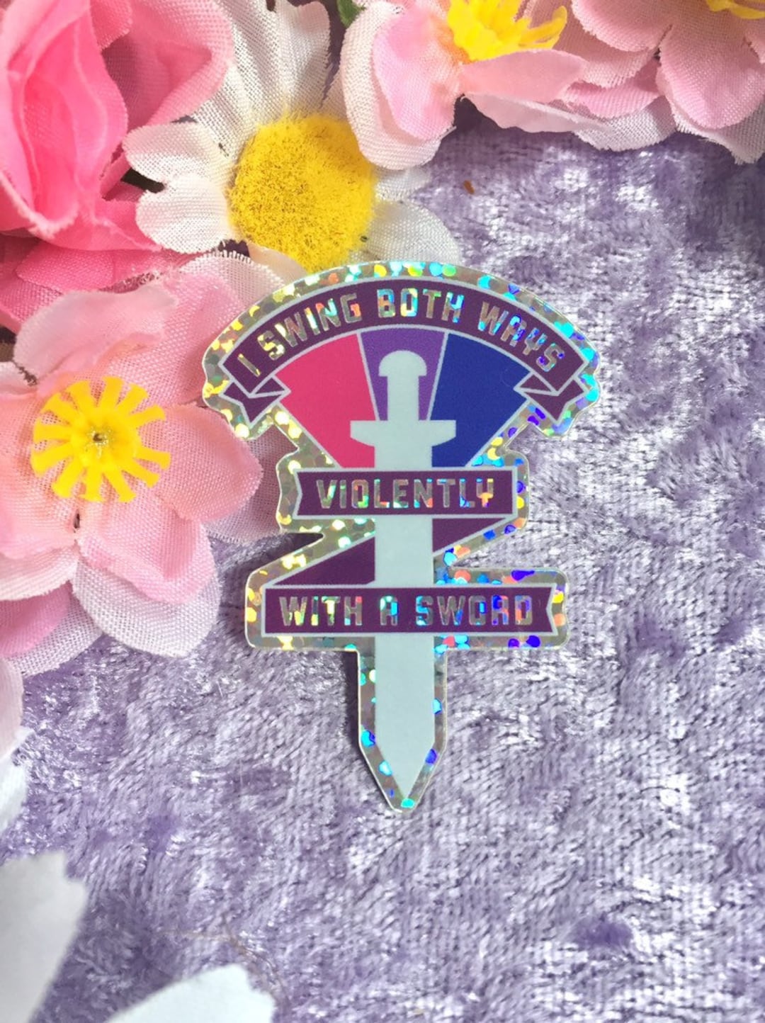 Swing Both Ways Holographic Sticker - Etsy
