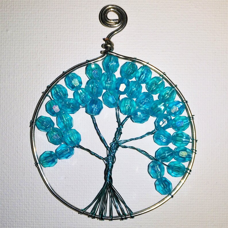 Blue Tree of Life Pendant - Etsy