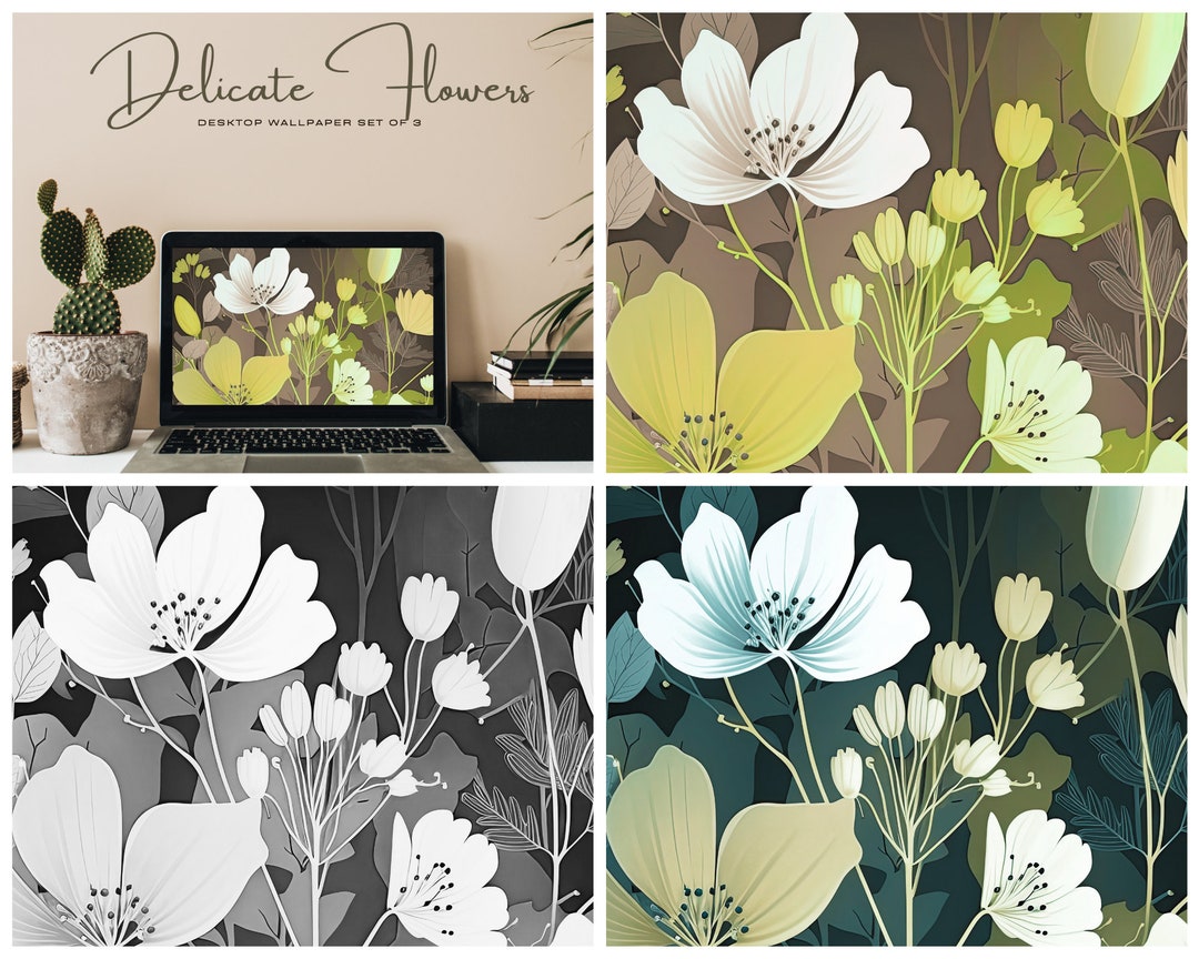 Floral Desktop Wallpaper Bundle, Computer Wallpaper, PC, Mac, Windows ...