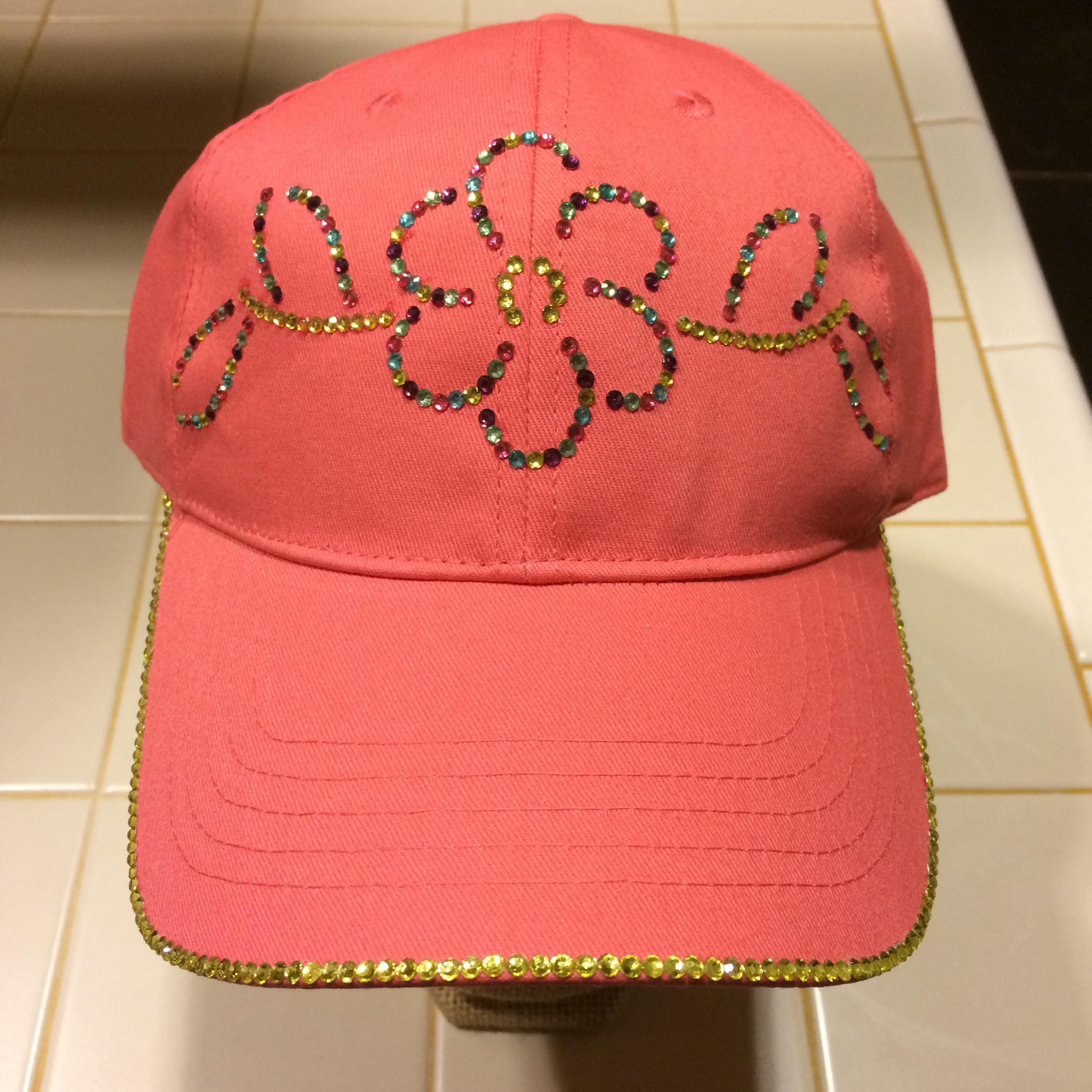 Mellon Color Baseball Cap W/ Multi Color Rhinestone Flower | Etsy