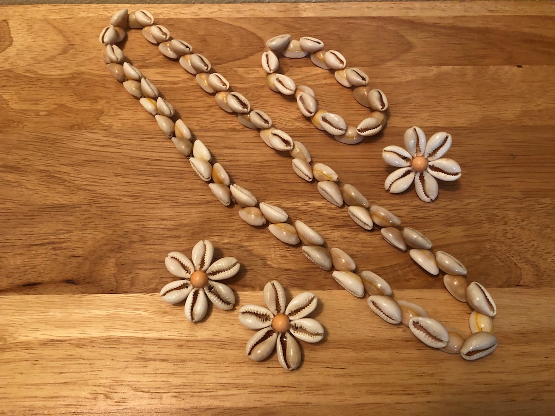 Small Stackable Yellow Cowry Shell Lei Jewel Set,hawaiian Wear,aloha ...