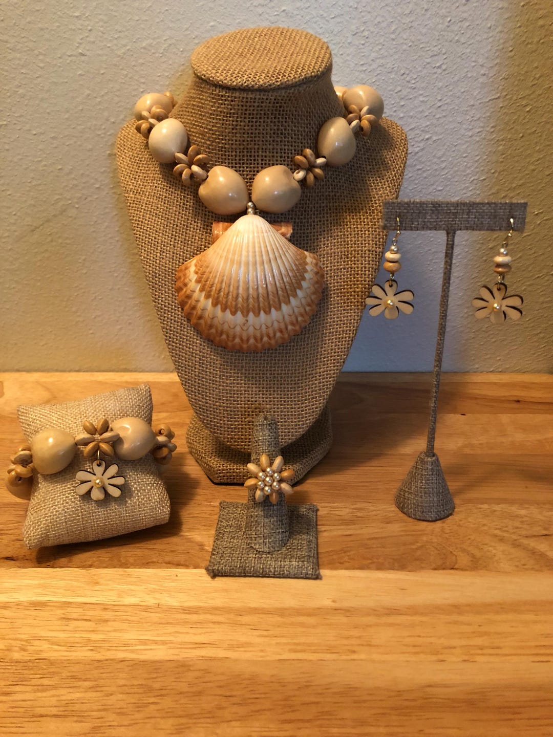 4 Pc. Deep Creamsicle Scallop Shell Jewel Set,hawaiian Jewelry,tahitian ...