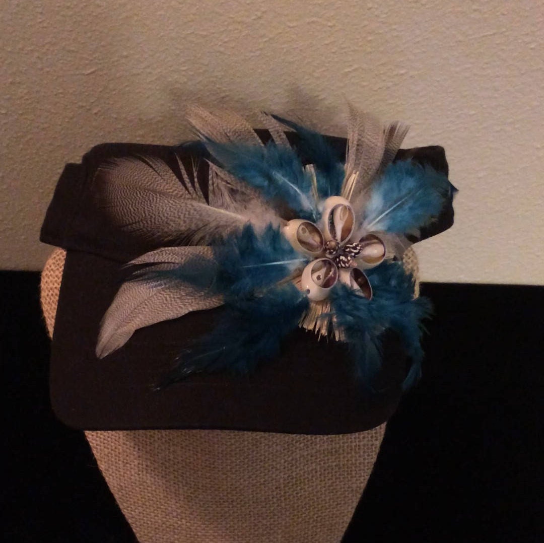 Black Visor With Blue Duck Feathers New - Etsy
