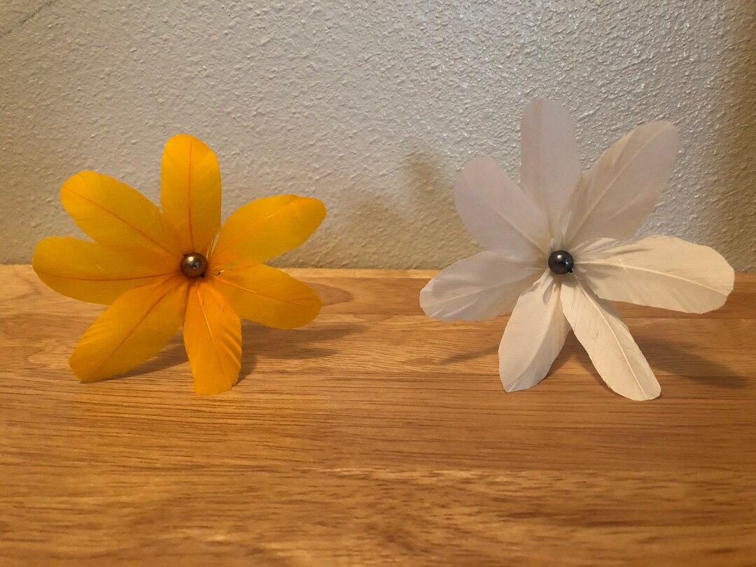 Tiare Feather Flowers,flower Picks,tiare Hair Picks,yellow Tiare ...