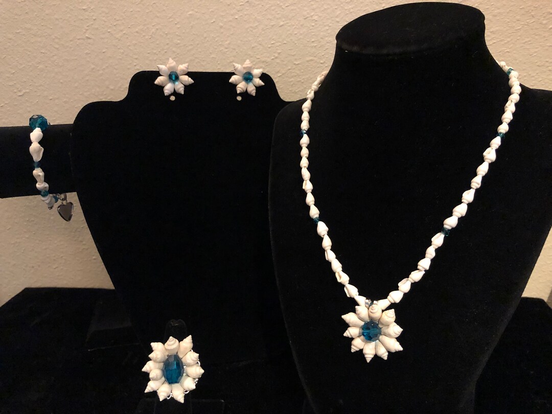 White Dovetail Shell Jewelry Set,crafty Shell Jewels,custom Made Shells ...