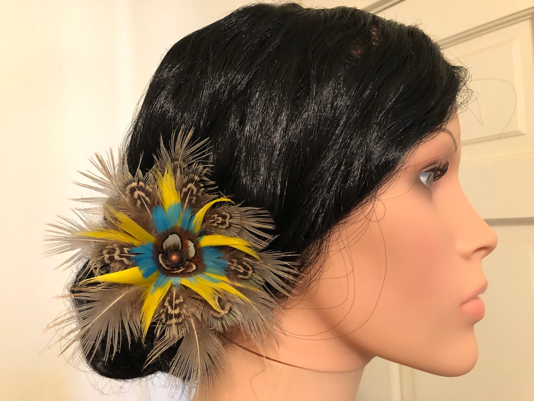 Natural Pheasant Hair Pick,feather Hair Pick,decorative Hair Pick ...