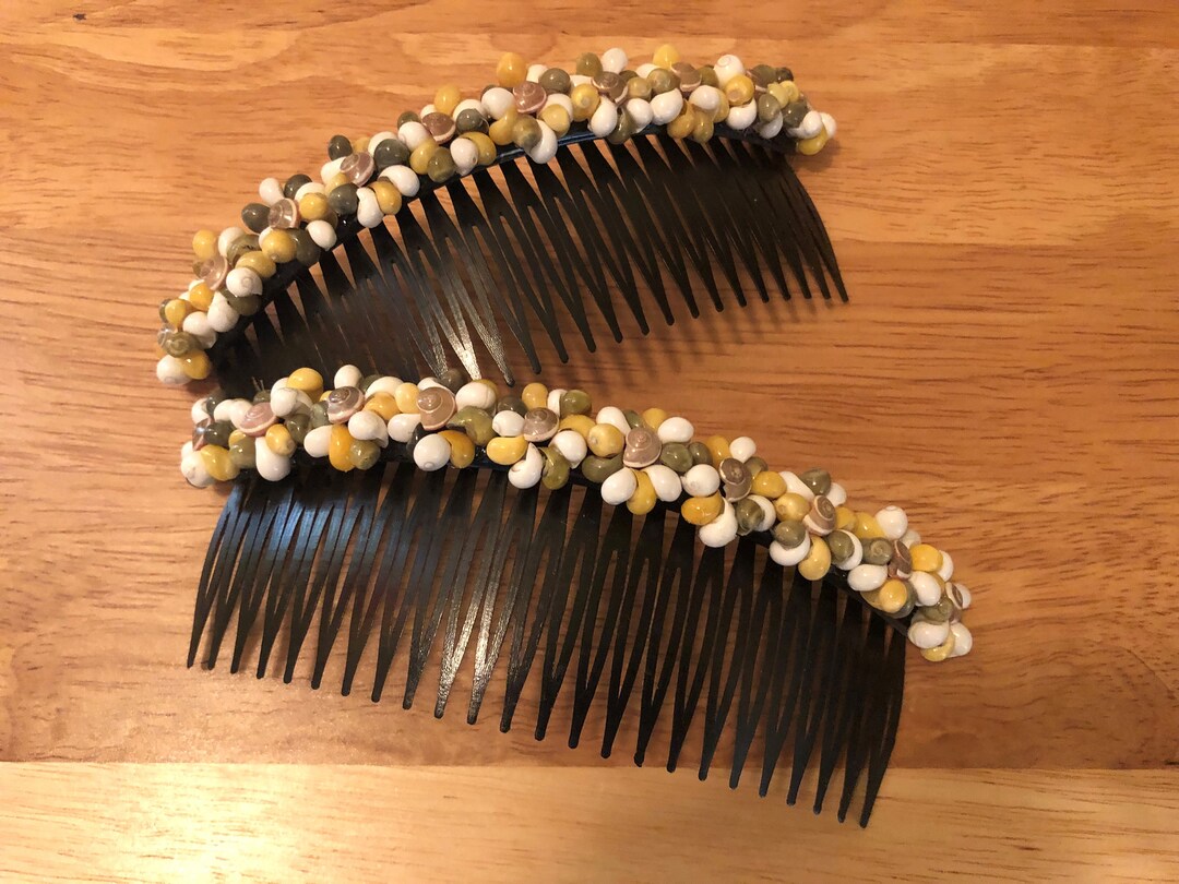 White Mandevilla Flower Vine Inspired Shell Hair Comb Set,multi-colored ...