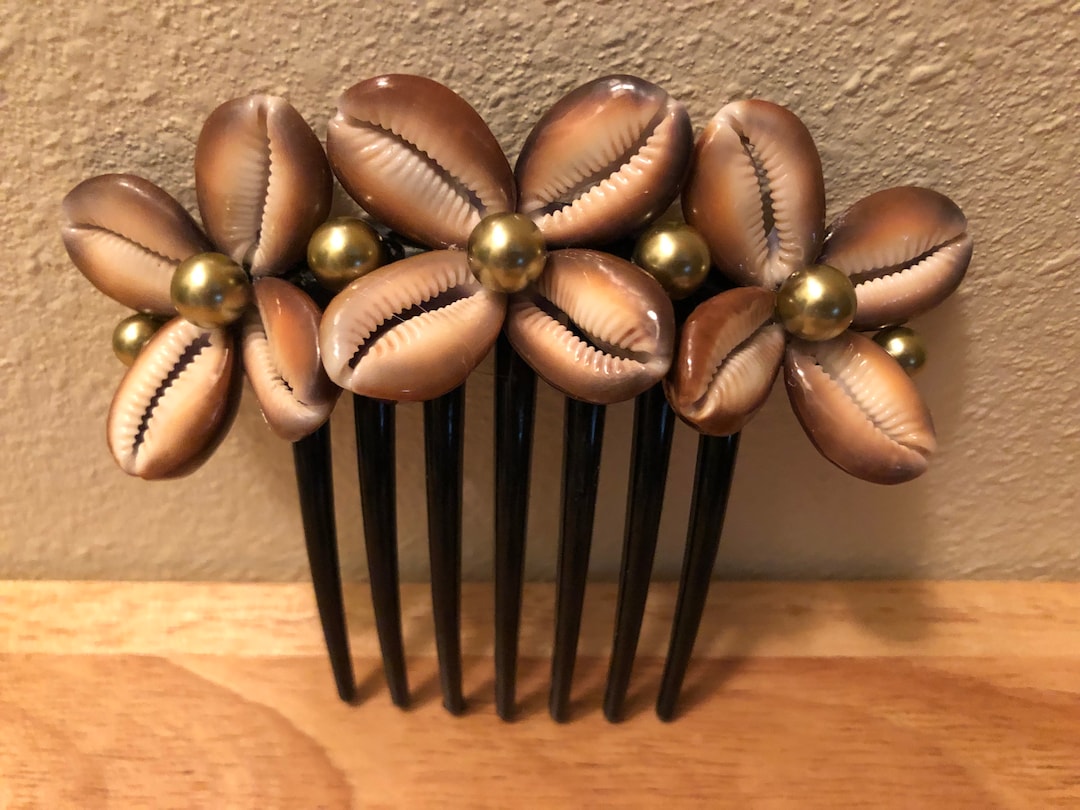 Cut Tiger Cowry Shell & Pearl French Hair Comb,up-do Hair Comb ...