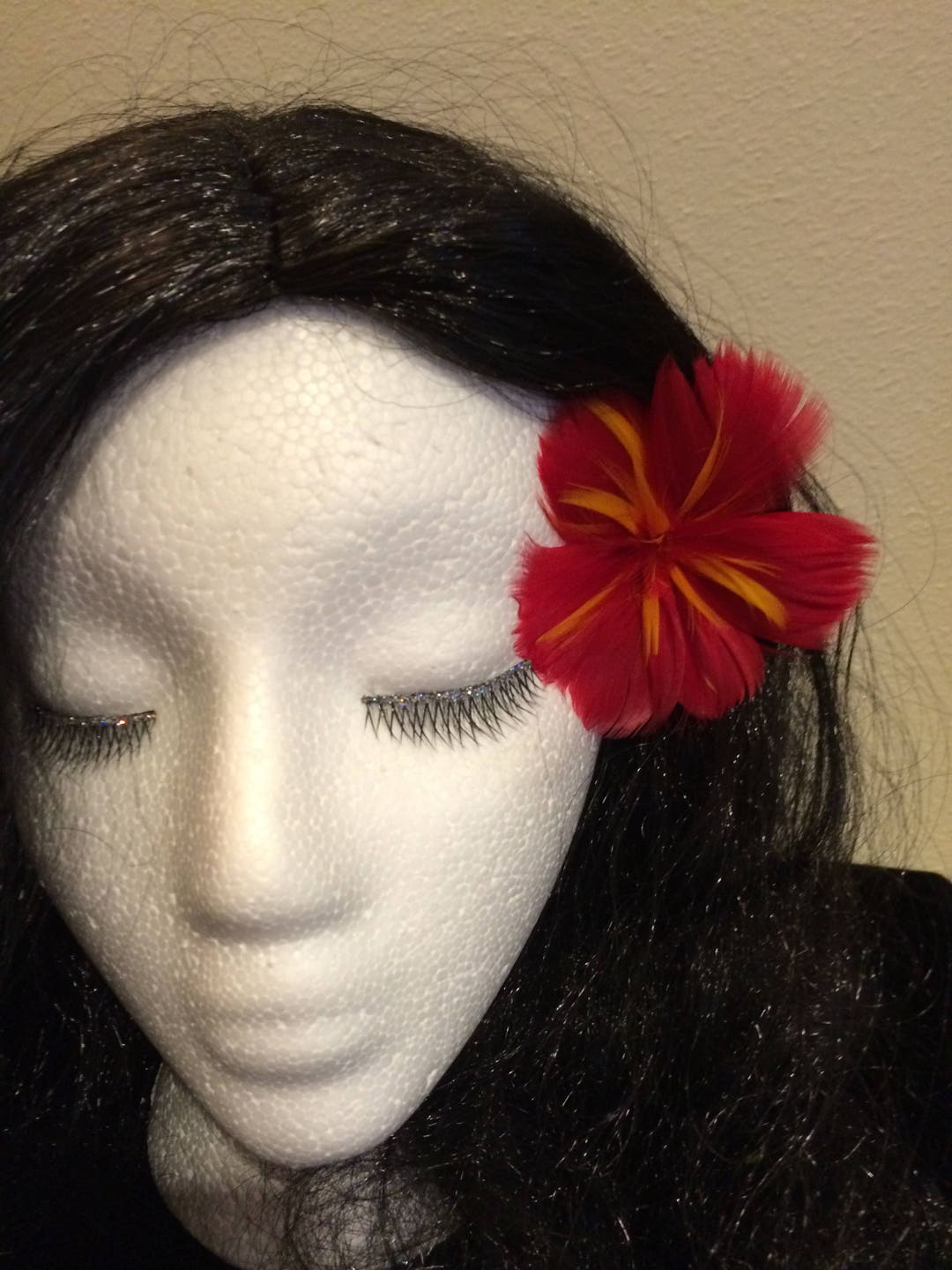 Hawaiian Monarchy Floral Feather Earpick,red Feather Earpick,hawaiian ...