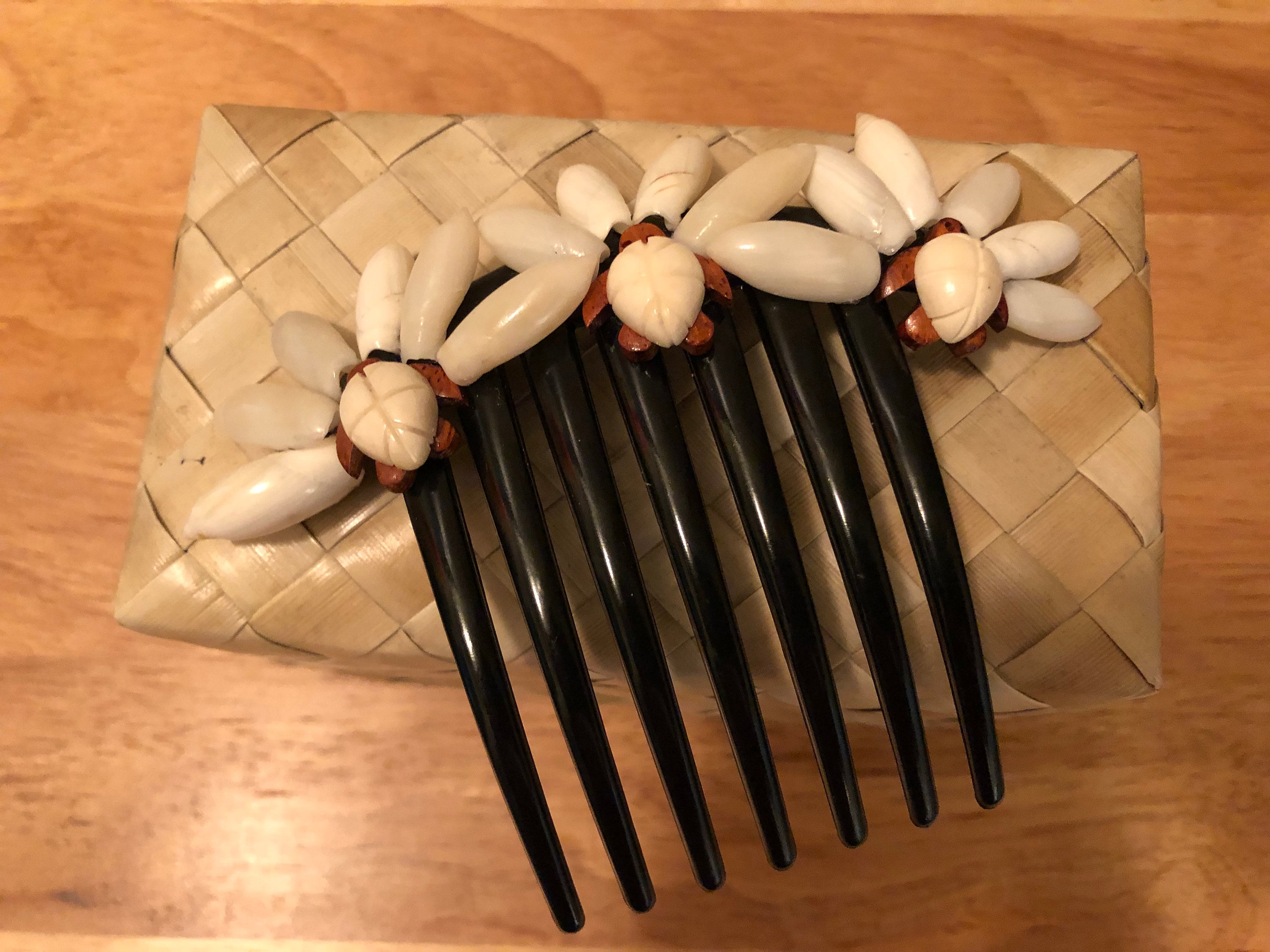 Ivory Turtle & Olive Shell French Hair Comb,hawaiian Style Shell Comb ...