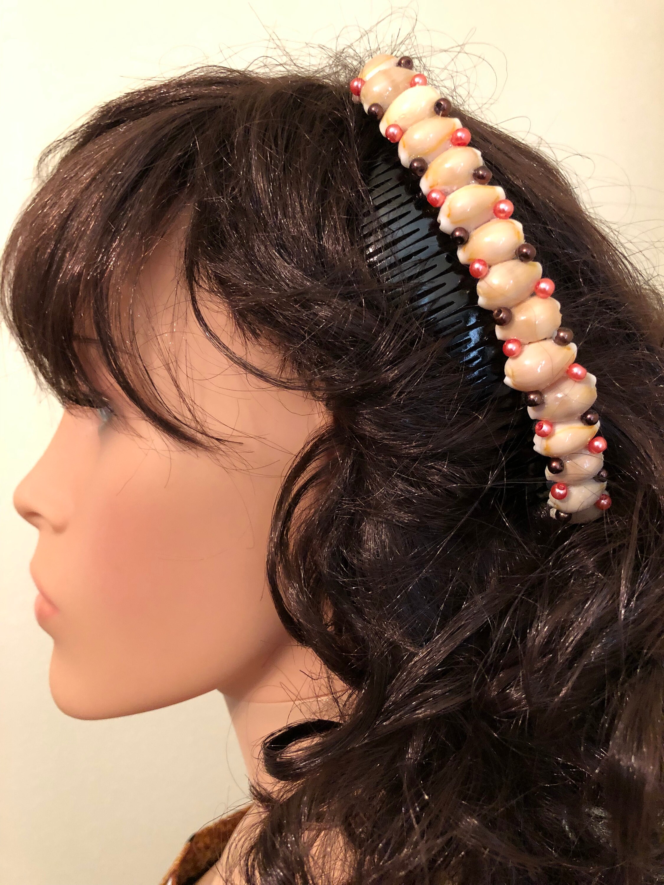 Hawaiian Earth Tone Cowry Shell Hair Comb Setdecorative Sea - Etsy