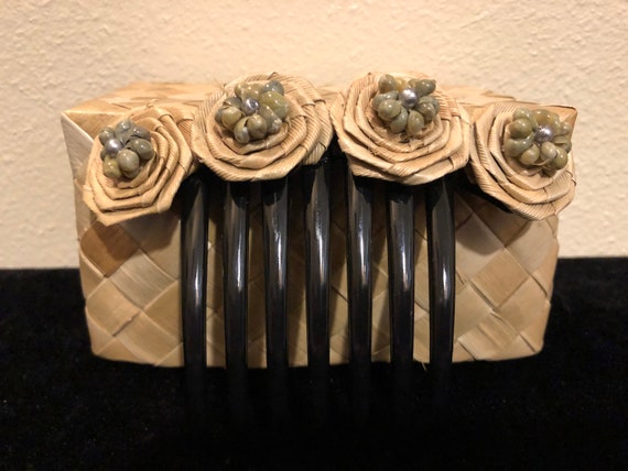 Lauhala Rosette French Combgreen Mongo Shell Hair - Etsy UK