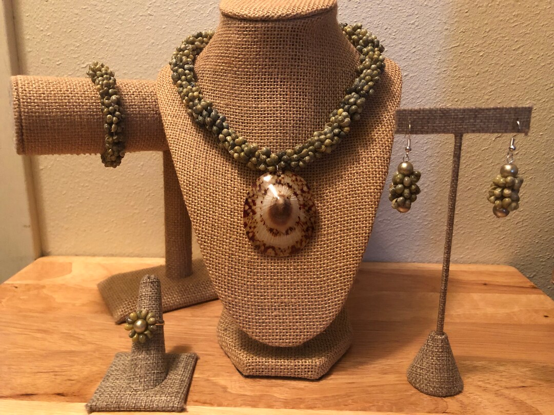 Small Green Opihi / Mongo Shell Jewel Set,statement Jewels,fashion ...