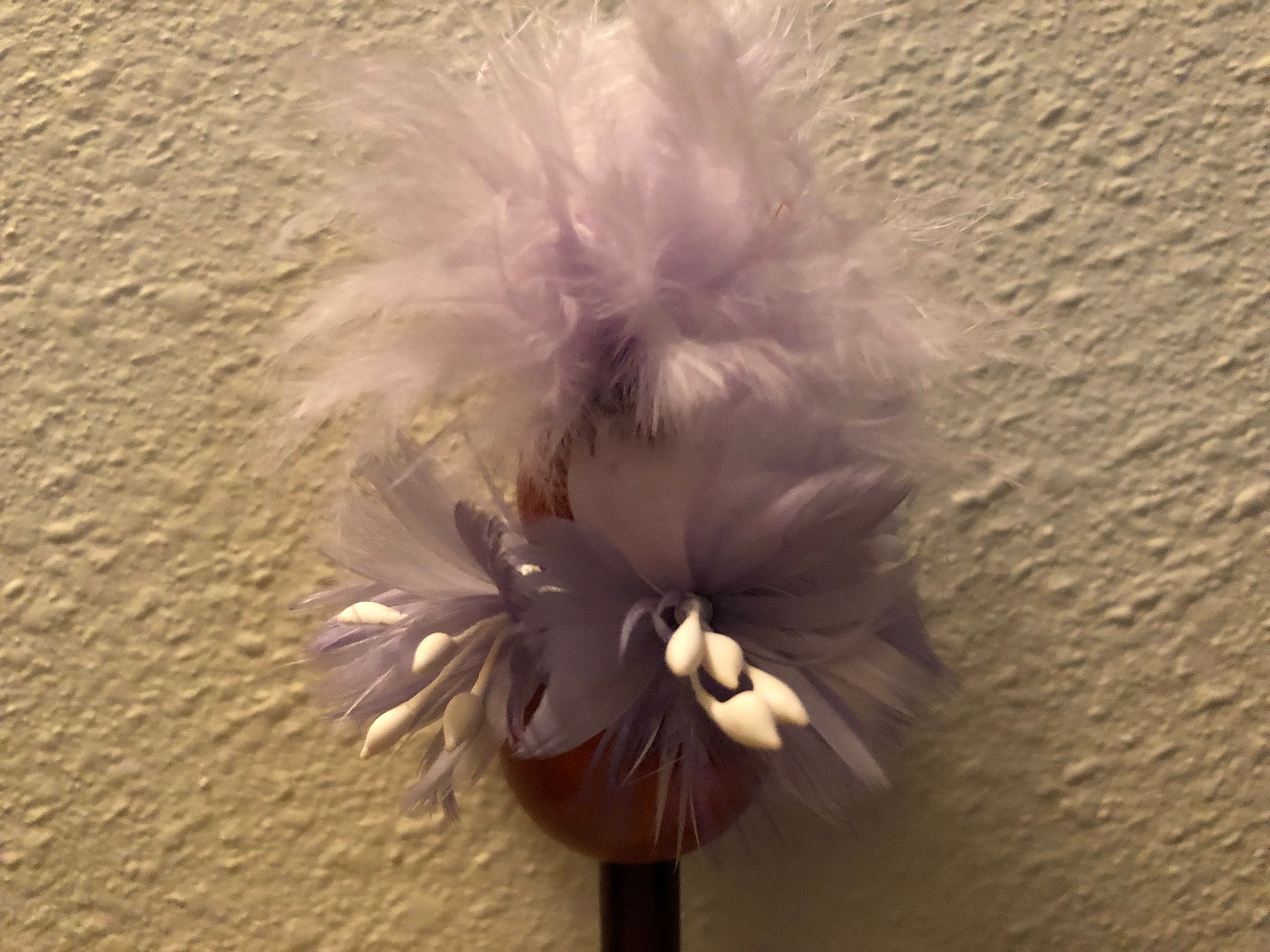 Wooden Ipu & Lavender Feather Flower Hair Pick,hawaiian Wear,aloha Wear ...
