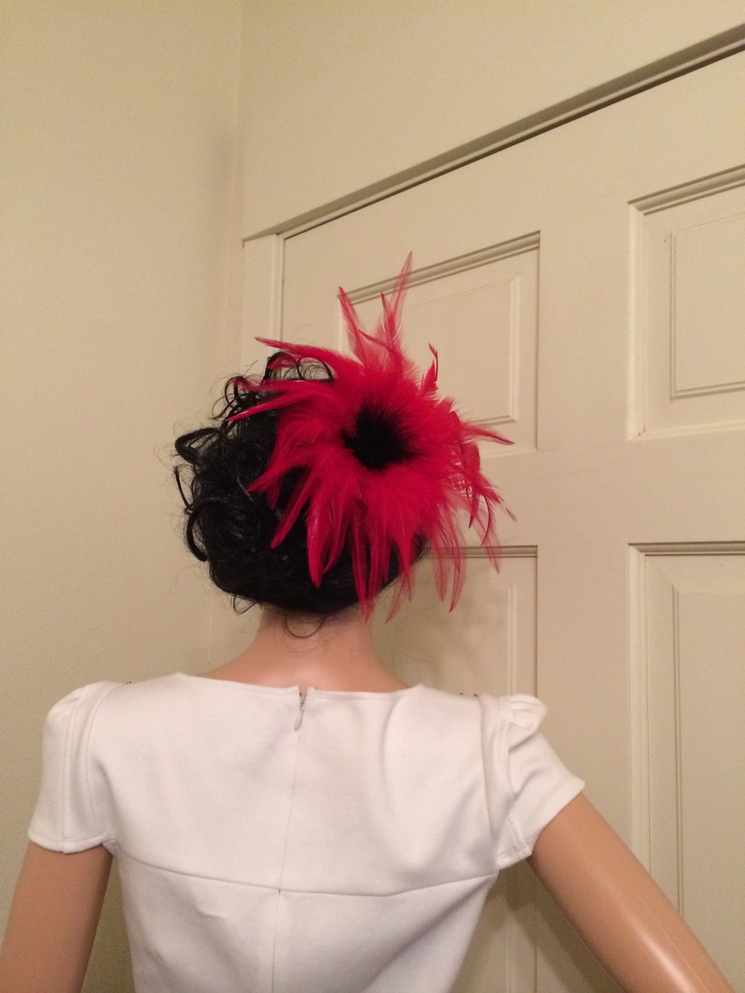 Red Lava Feather Hair Clip,feather Hair Clip,hawaiian Wear,up-do Hair ...