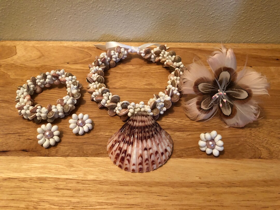Pink Umbonium Shell Jewel Set,fashion Jewels,hawaiian Jewelry,aloha ...
