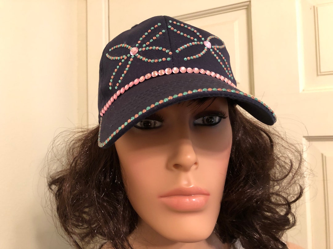 Pink Rhinestone Baseball Cap,navy Blue Baseball Caps,quilted Designer ...