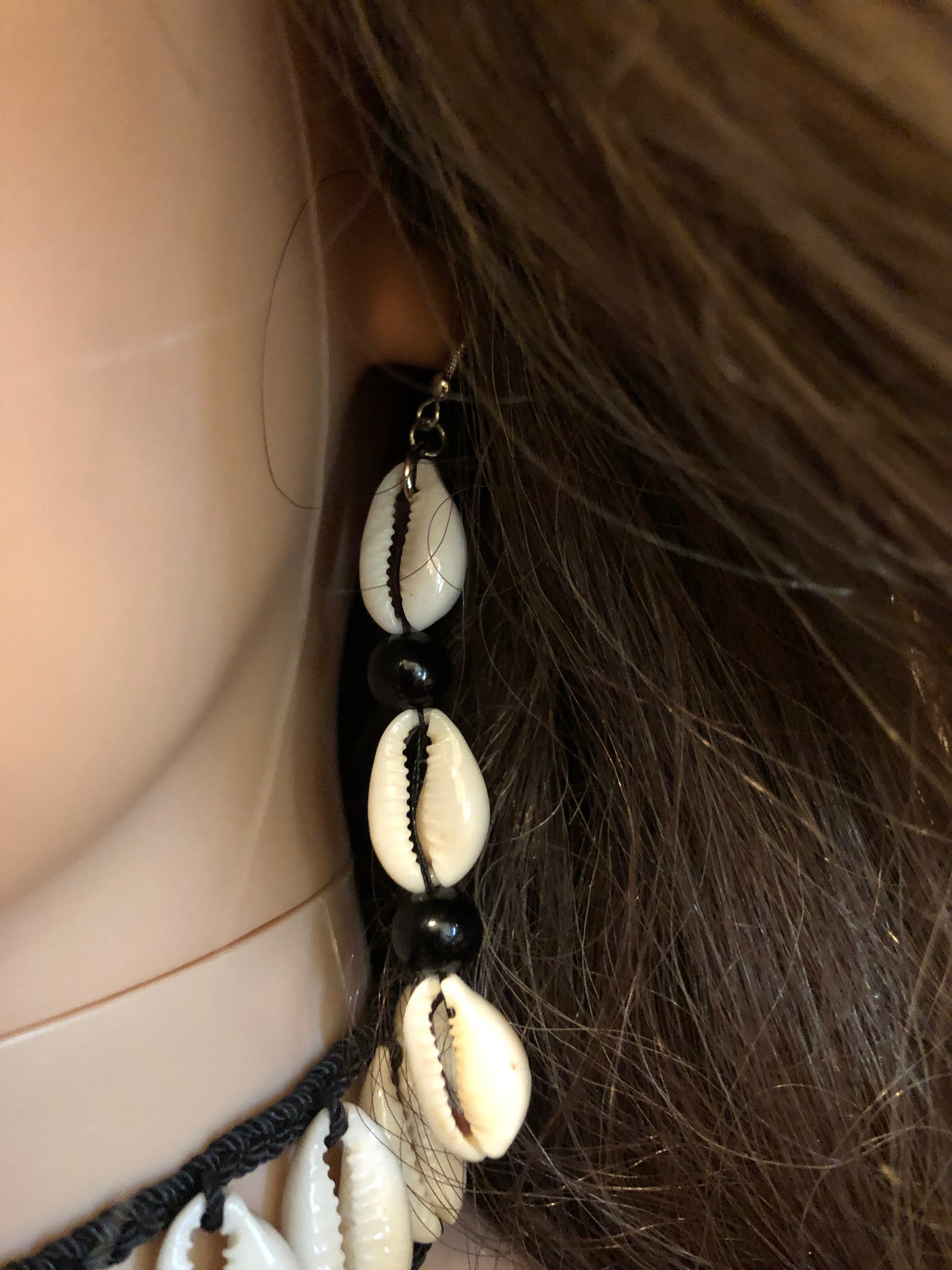 Black & White Macrame Half Cut Cowry Shell Choker Jewel | Etsy