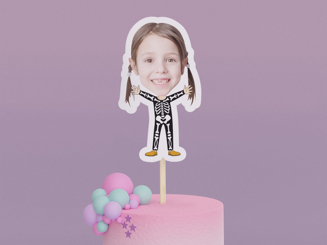 Cartoon Skeleton Cake Toppers - Custom Halloween Party Cake Toppers ...