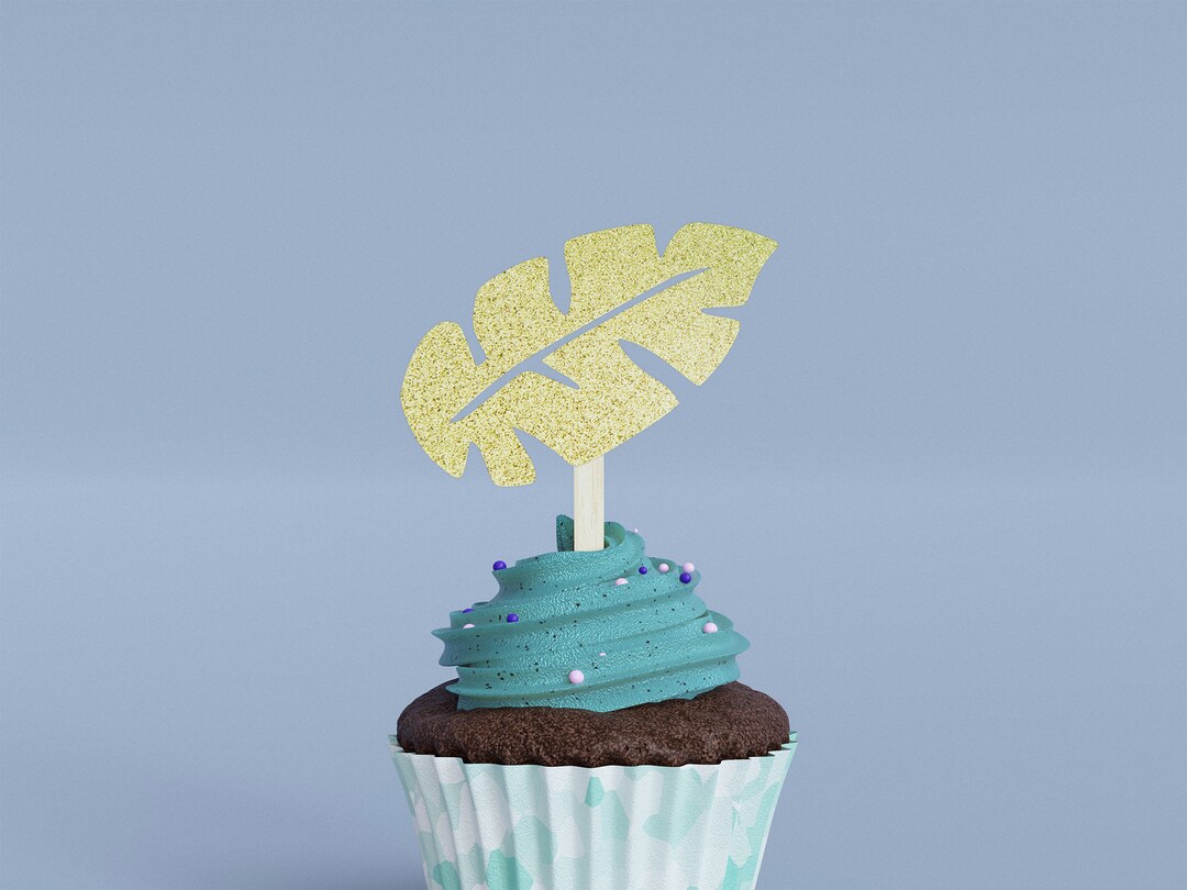 Leaf Glitter Cupcake Toppers or Shapes Only - Custom Birthday Party ...