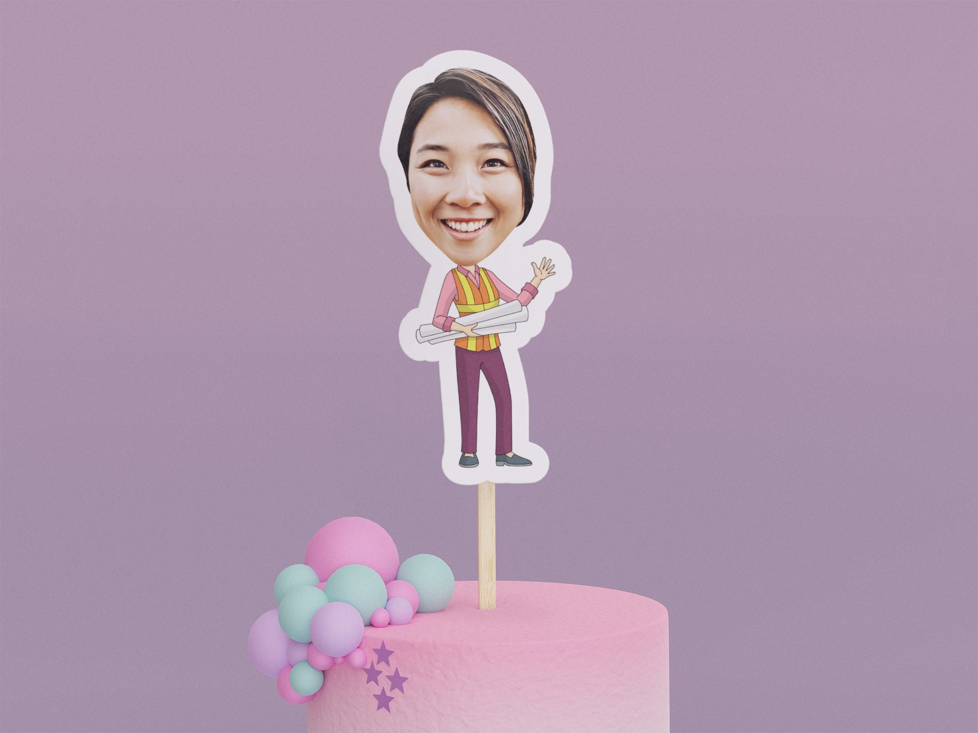 Cartoon Engineer Cake Toppers - Custom Birthday Party Cake Toppers ...