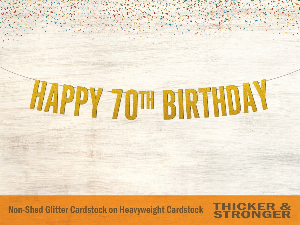 Happy 70th Birthday Banner Block Letters 70th Birthday - Etsy