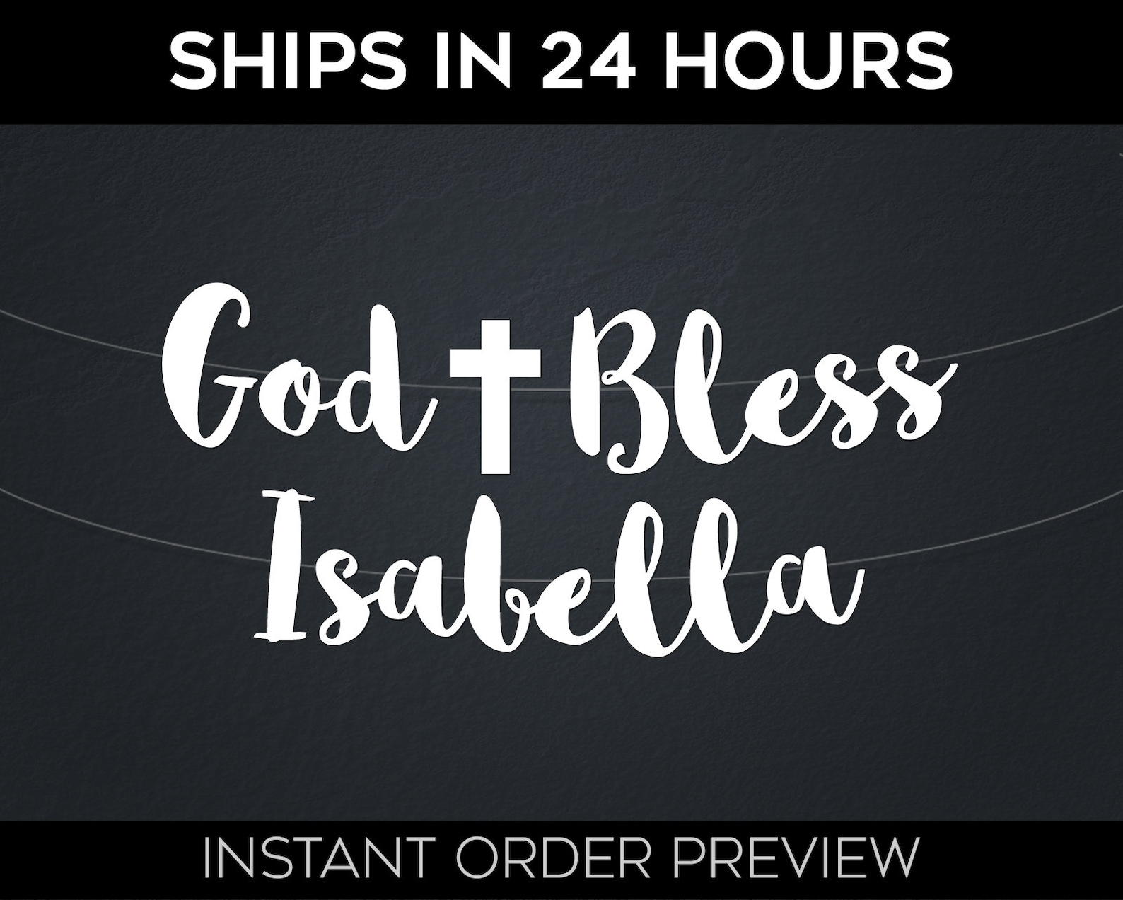 God Bless Name Banner With Cross Custom Baptism Christening - Etsy