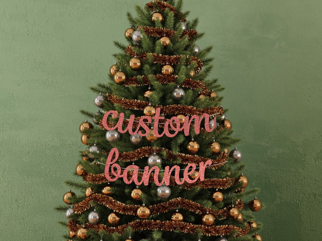Custom Christmas Tree Banners, Fancy Letters, 7" - Merry Christmas Tree ...
