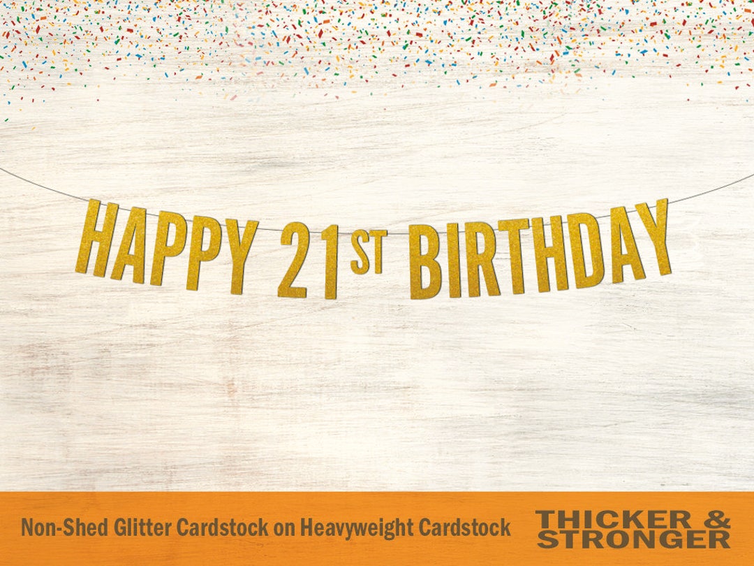 Happy 21st Birthday Banner, Block Letters - 21st Birthday, Happy ...