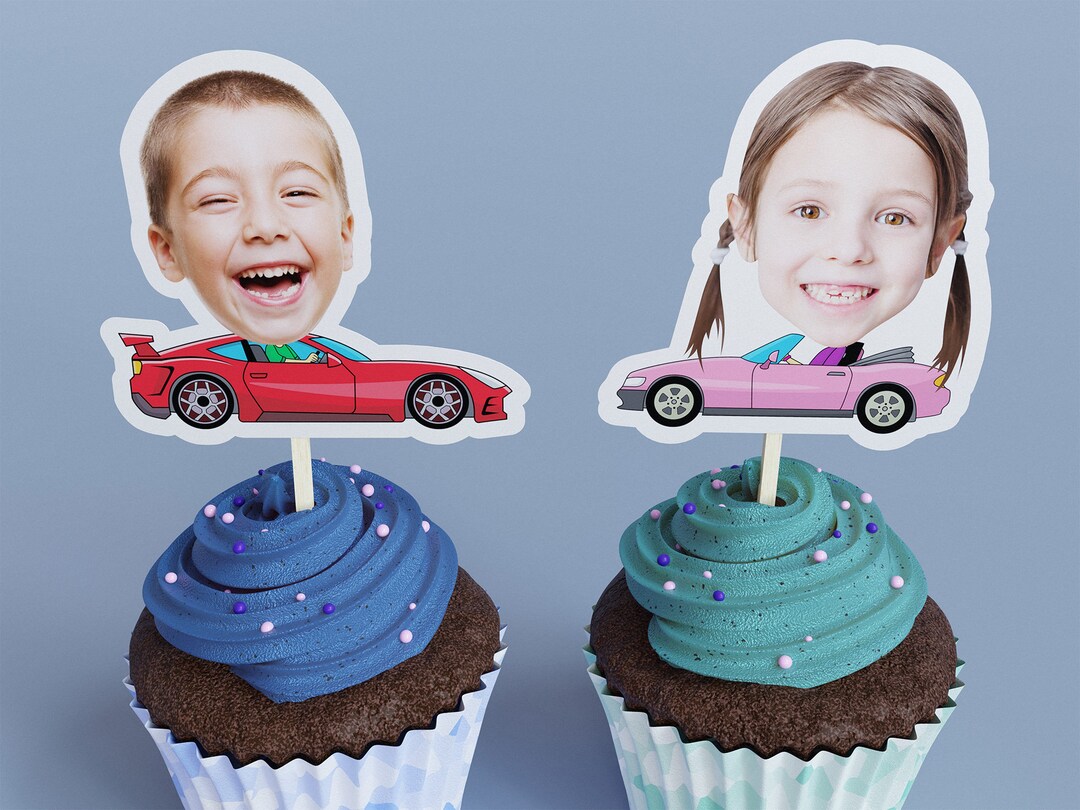 Cartoon Car Cupcake Toppers Custom Birthday Party Cupcake - Etsy