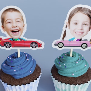 Cartoon Car Cupcake Toppers Custom Birthday Party Cupcake - Etsy