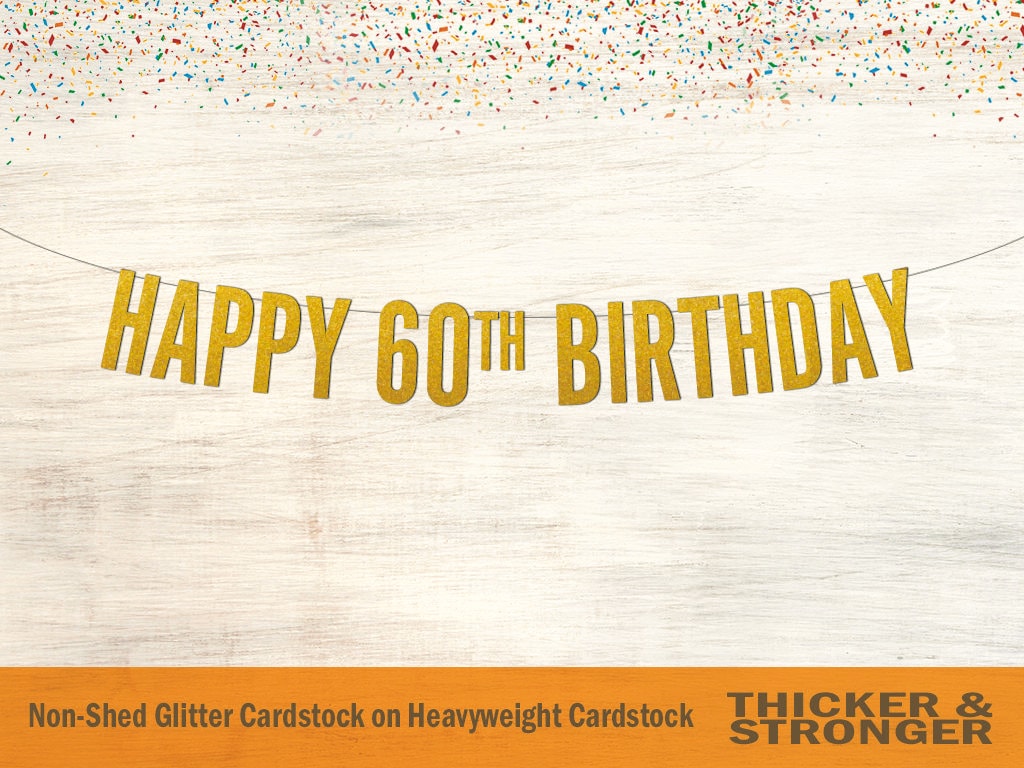 Happy 60th Birthday Banner Block Letters 60th Birthday | Etsy