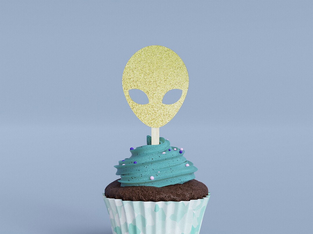 Alien Glitter Cupcake Toppers or Shapes Only - Custom Birthday Party ...