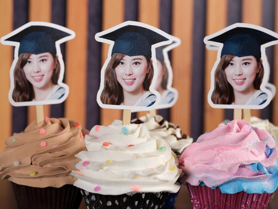 Graduation Cupcake Toppers Photo Custom Face Senior 2026 Party Decor ...