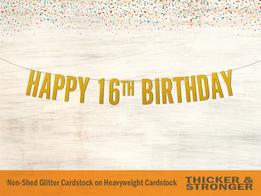 Happy 16th Birthday Banner, Block Letters - Sweet 16 Banner, 16th ...