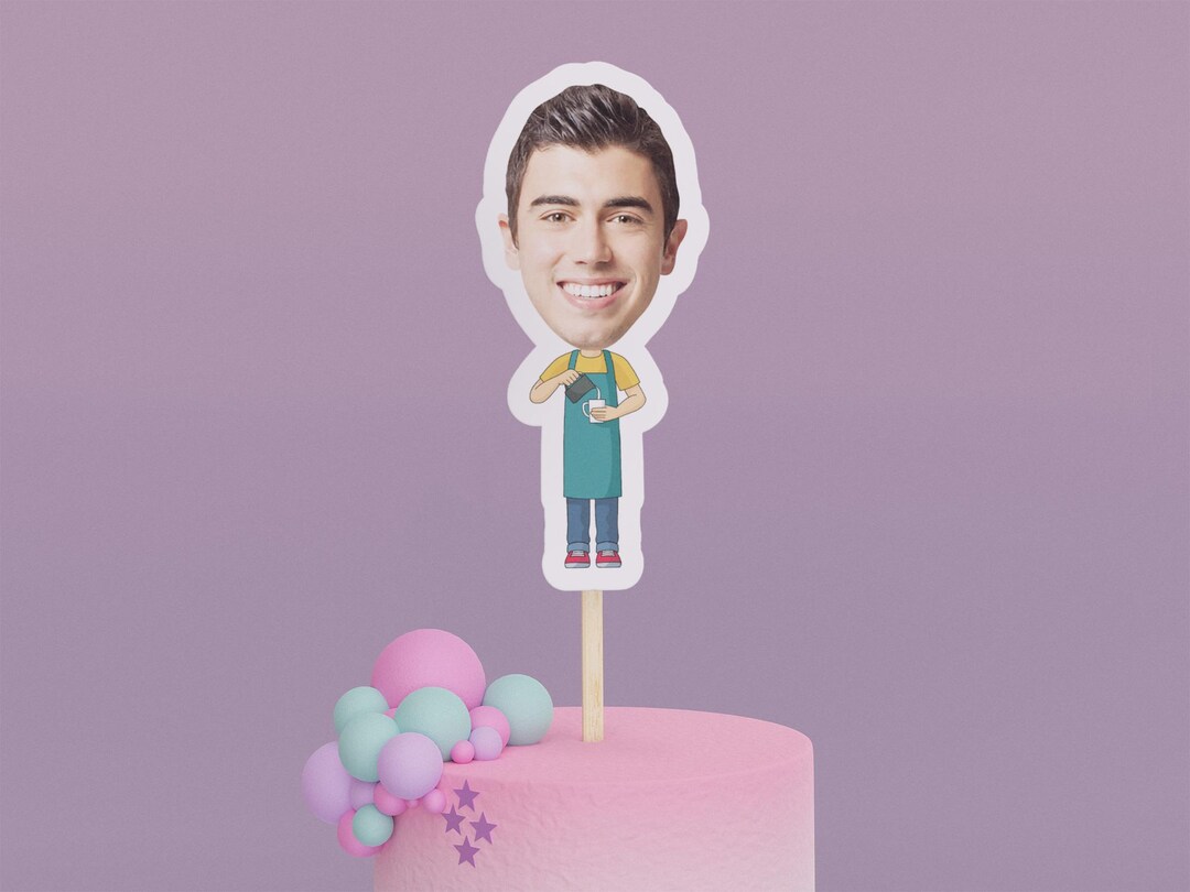 Cartoon Barista Cake Toppers - Custom Birthday Party Cake Toppers ...