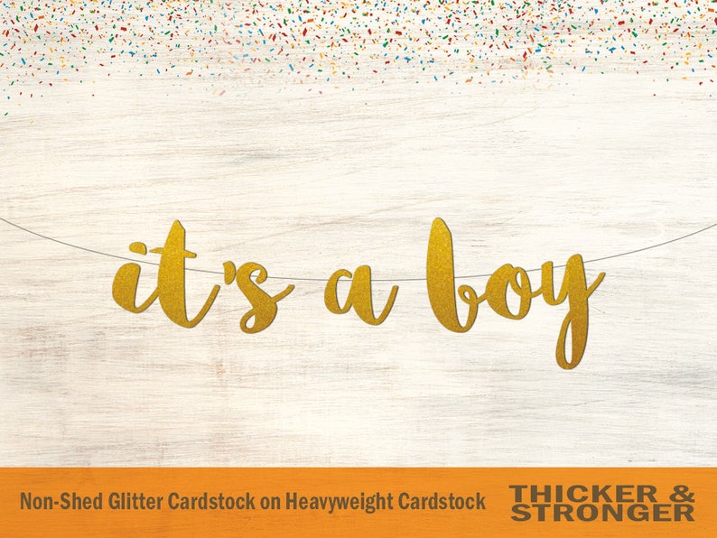 Its A Boy Banner Script Font Gender Reveal Baby Shower | Etsy