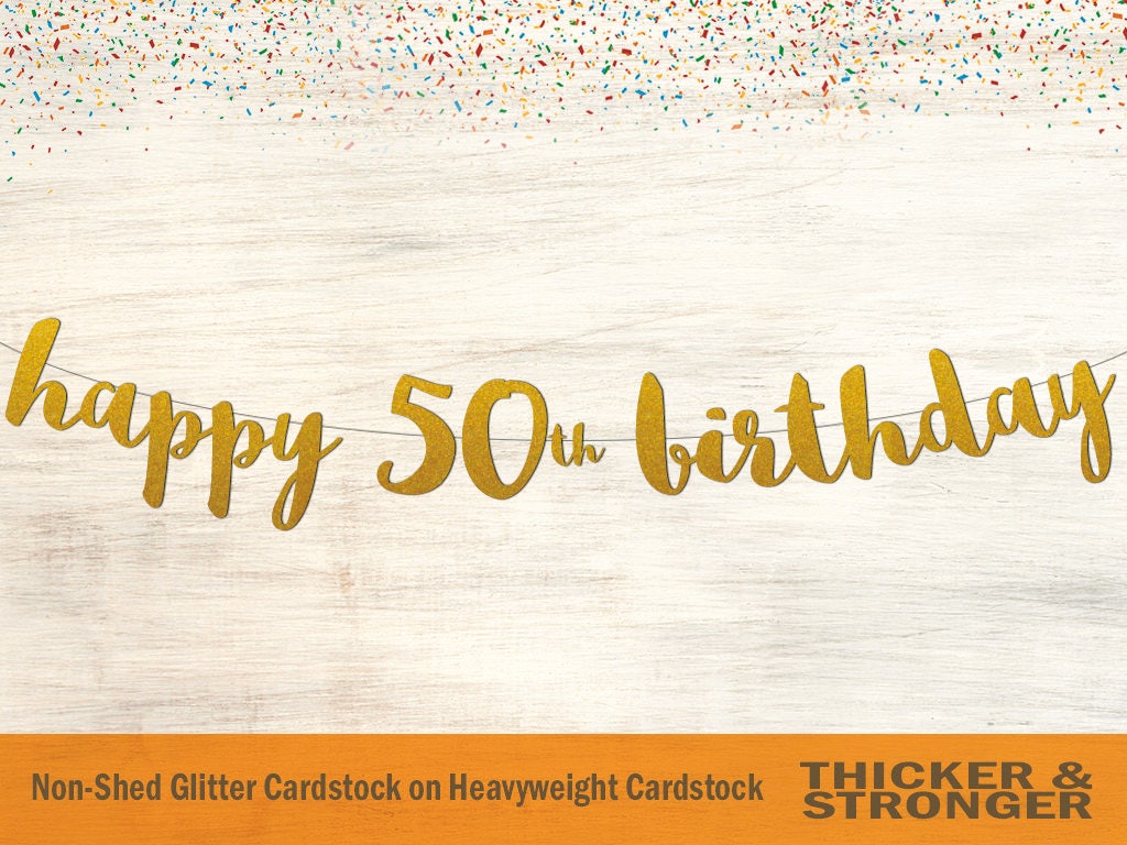 Happy 50th Birthday Banner Script Font 50th Birthday Party | Etsy