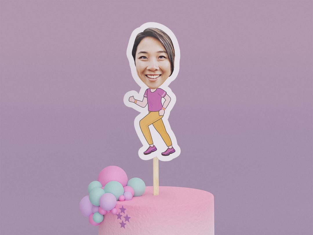 Cartoon Marathon Runner Cake Toppers - Custom Birthday Party Cake ...